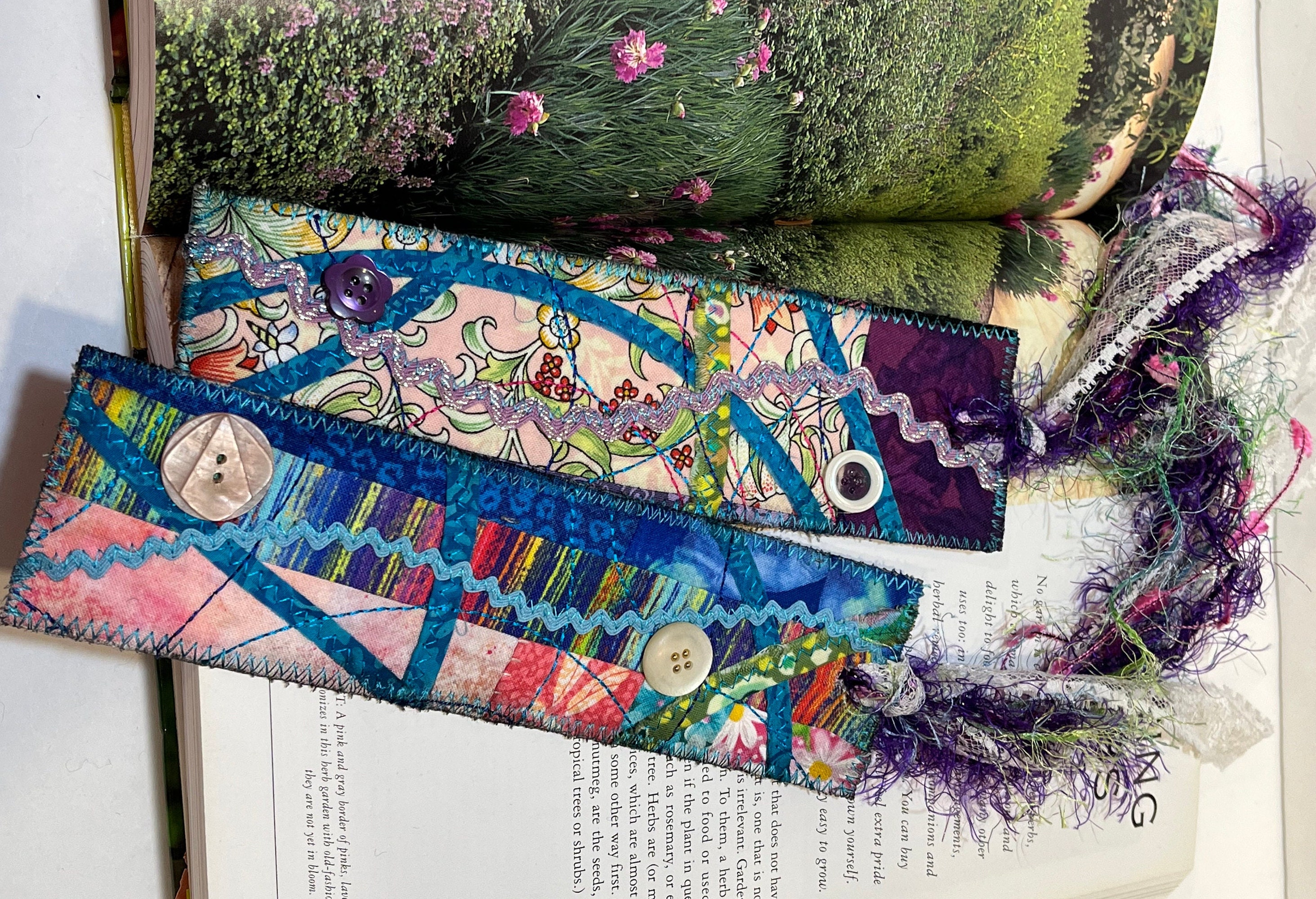 Bookmark Pair: Crazy Quilt Inspired Set of 2 Bookmarks With Tassels ...