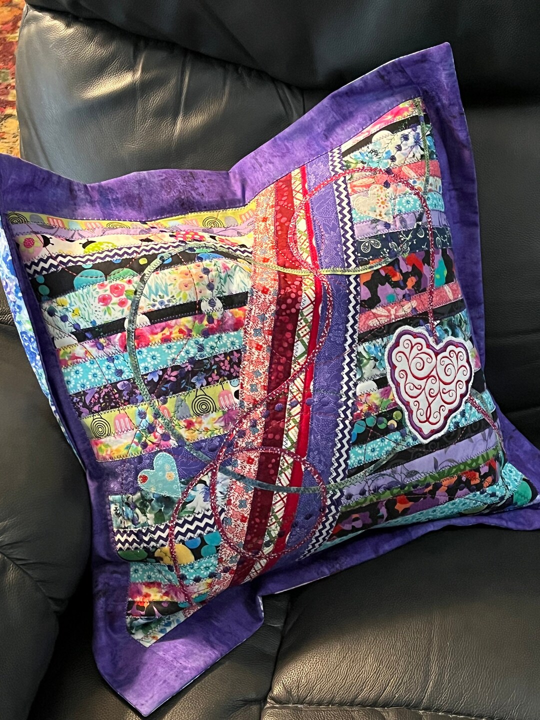 Scrappy Pillow: Rich Toned Crazy Quilt Inspired Décor Throw Pillow ...