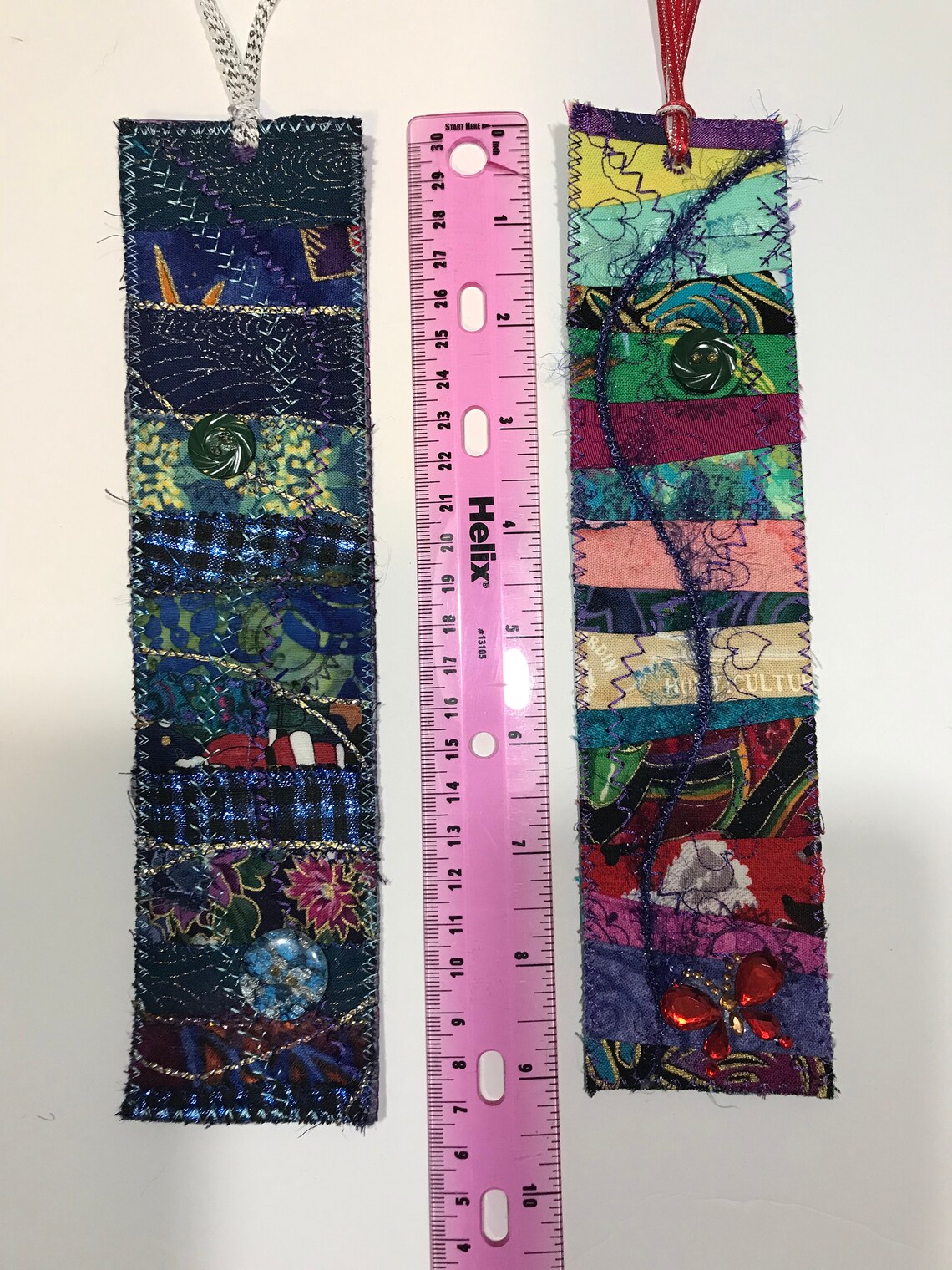 Bookmark Pair: Crazy Quilt Inspired Set of 2 Bookmarks With Tassels ...