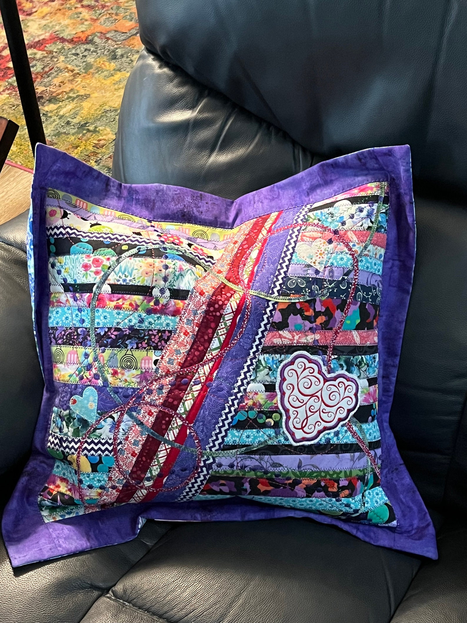 Scrappy Pillow: Rich Toned Crazy Quilt Inspired Décor Throw Pillow ...