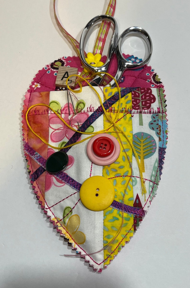Sewing Pocket: Scissor Supply Storage, Scrappy Crazy Quilt Pouch ...