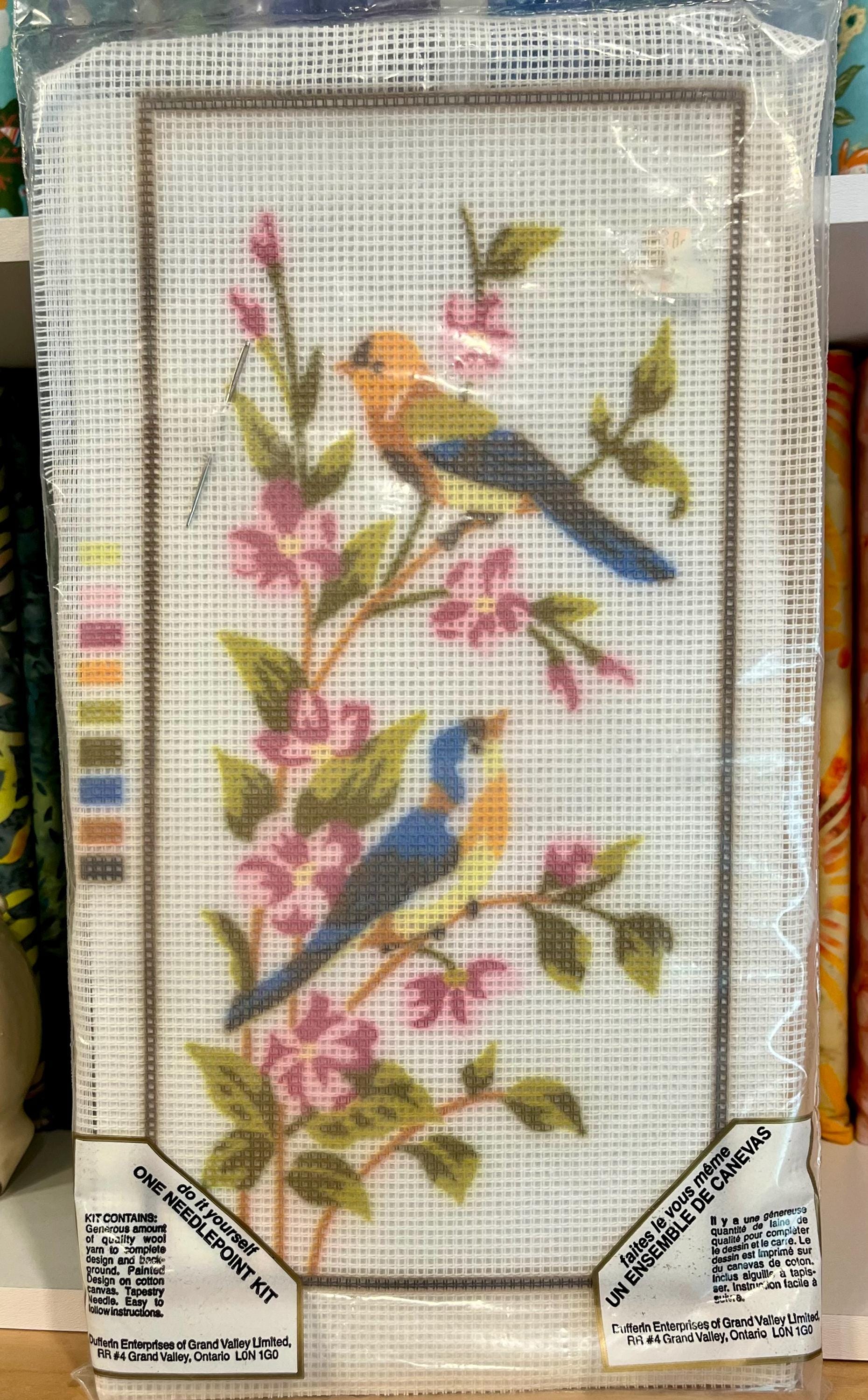 Birds & Blooms Needlepoint Kit, NOS 1980's by 'creatique', Songbirds on ...
