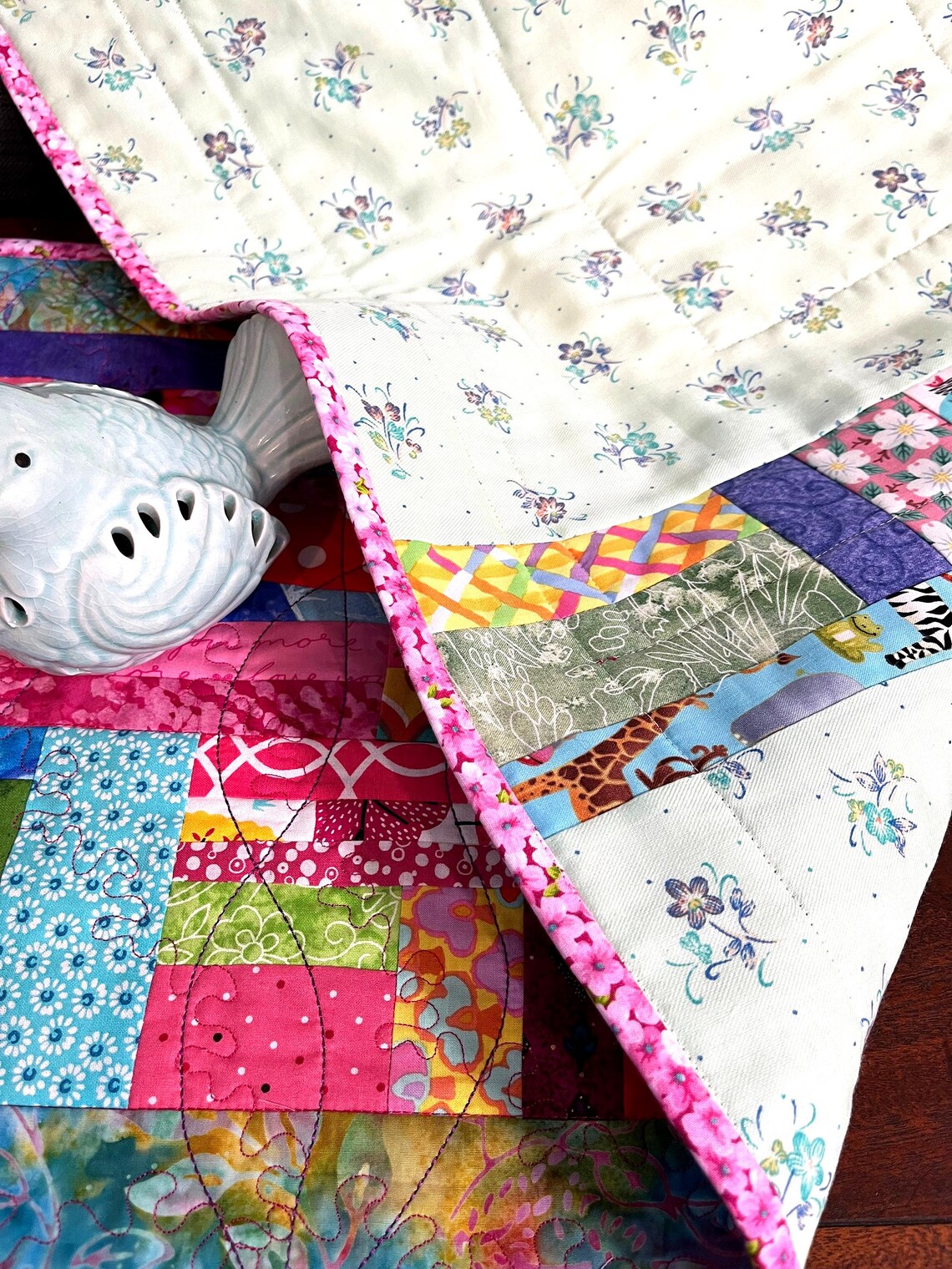 Crumb Quilt 56" Runner: Scrappy Pieced Tabletop Décor, Inspired by ...