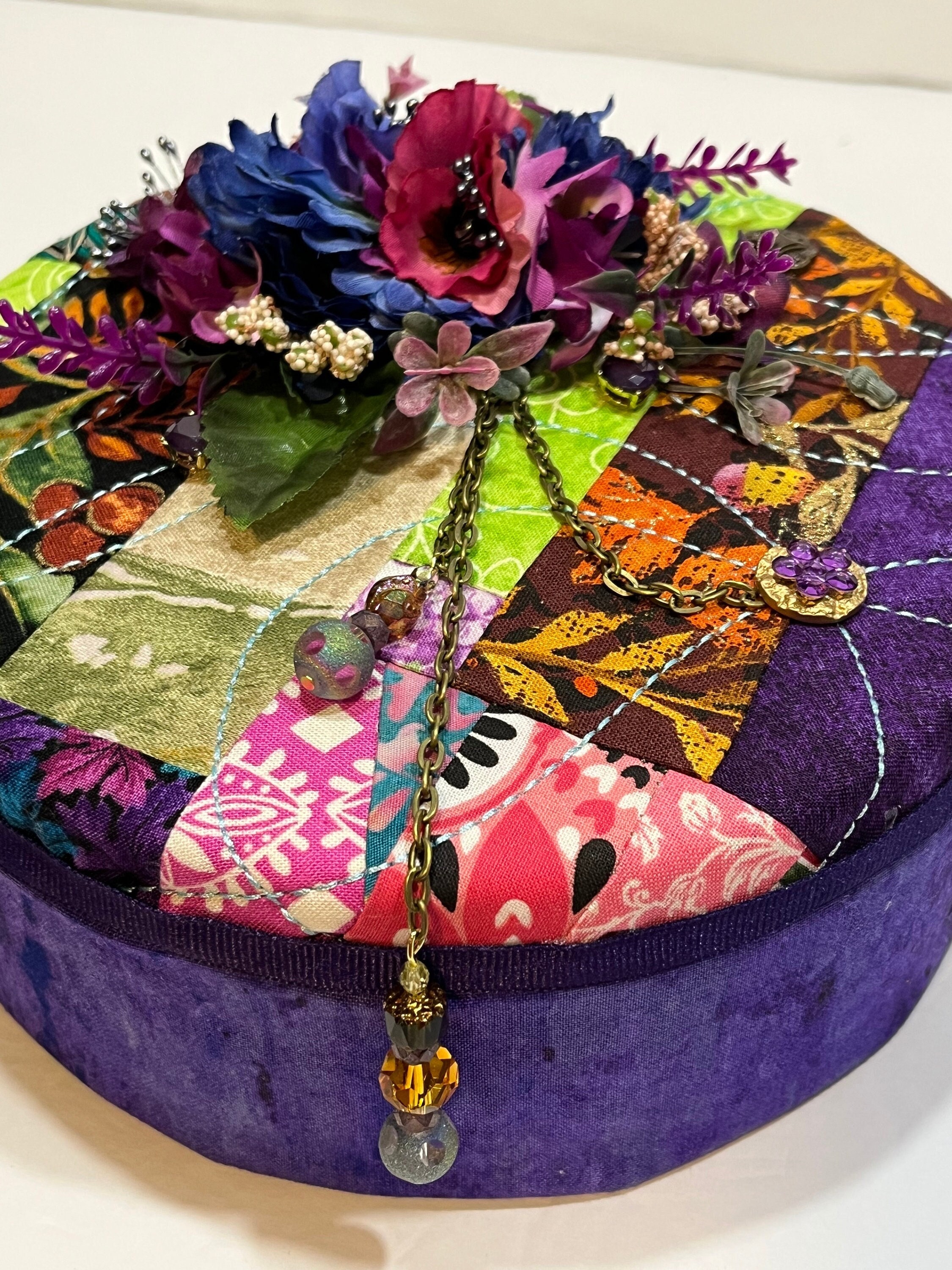 Treasure & Trinket Box: Crazy Quilt Inspired Storage Tin With - Etsy