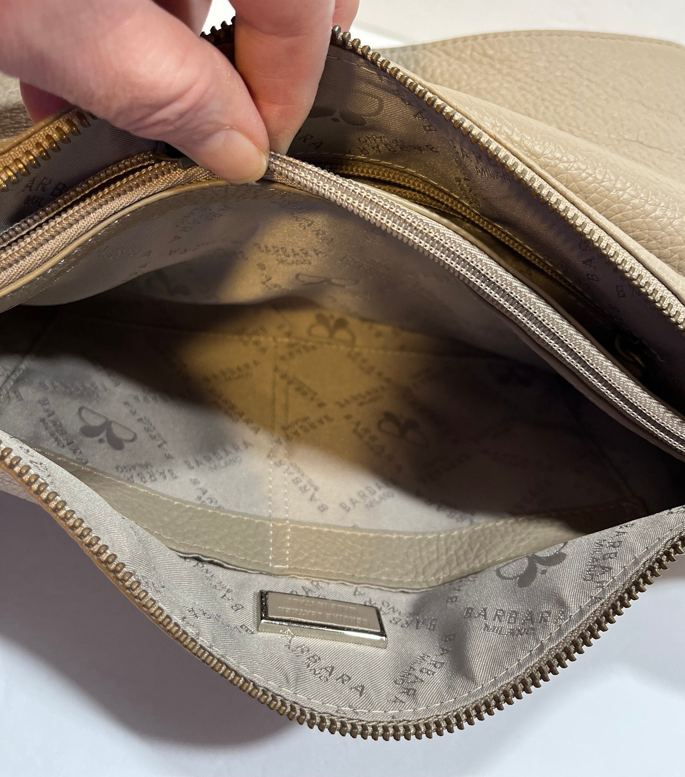 Vintage 'barbara Milano' Handbag: Italy 1990's Era, Beige Taupe Fine ...