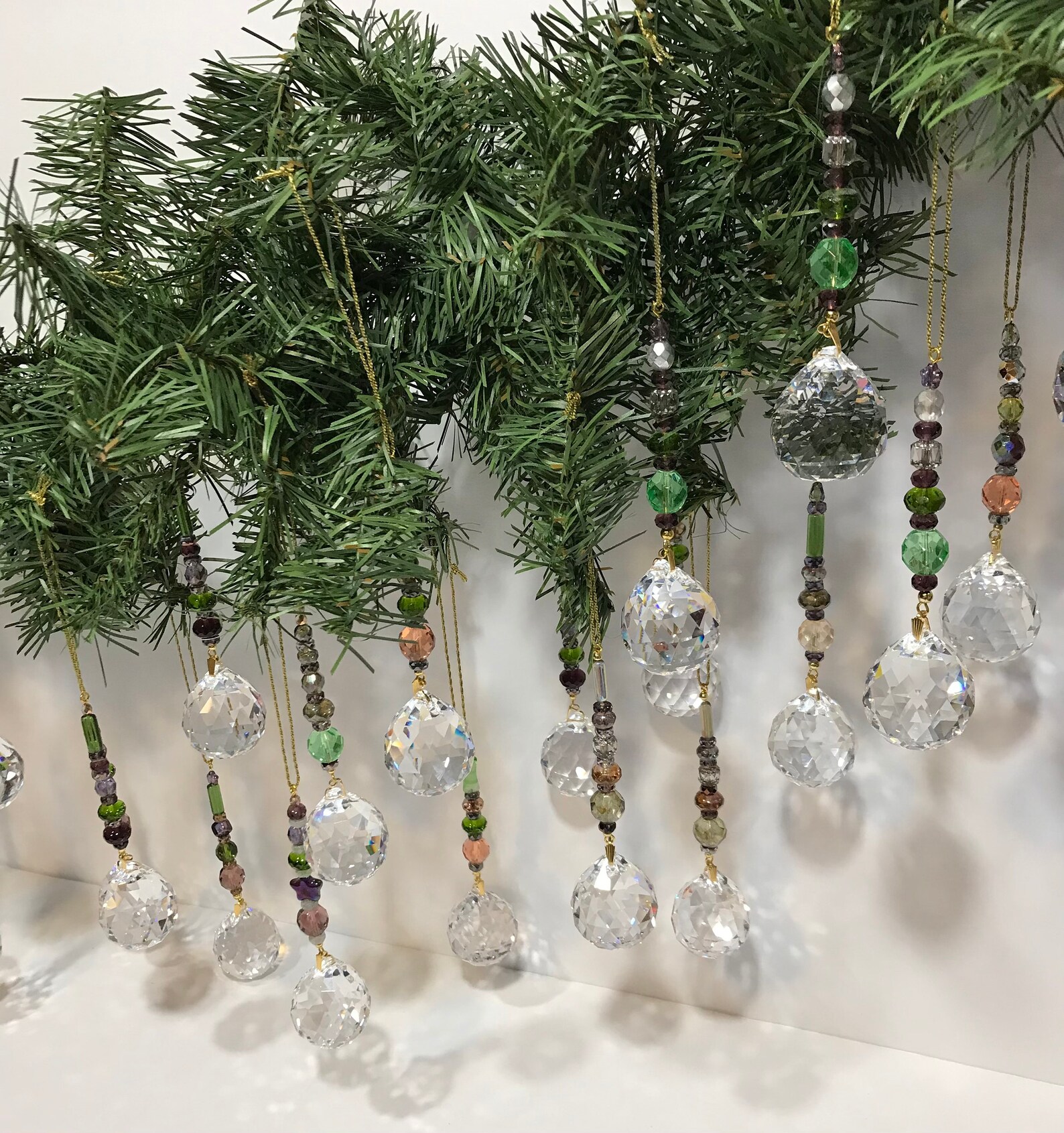 3 Crystal Christmas Ornaments: Set of Three Beaded Drops With - Etsy