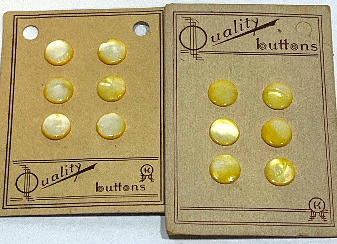 Vintage 40's Buttons: Yellow Glass Buttons 2 Packs = 12 Buttons, From ...