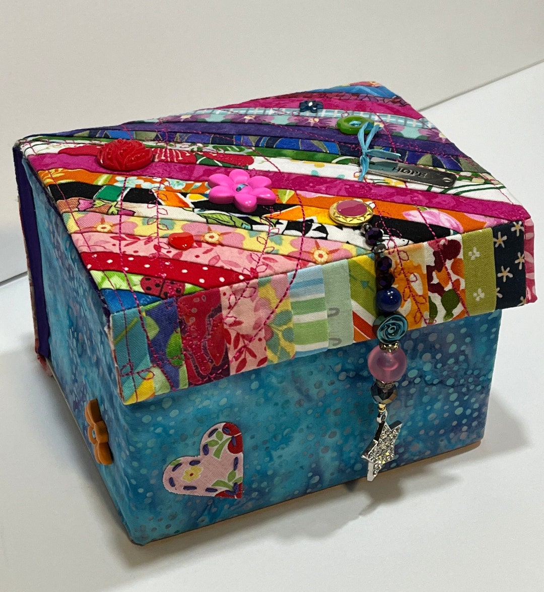 Crazy Quilt Inspired Upcycled Box Décor: Scrappy Collage With Bead and ...