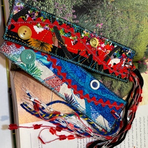 Bookmark Pair: Crazy Quilt Inspired Set of 2 Bookmarks With Tassels ...