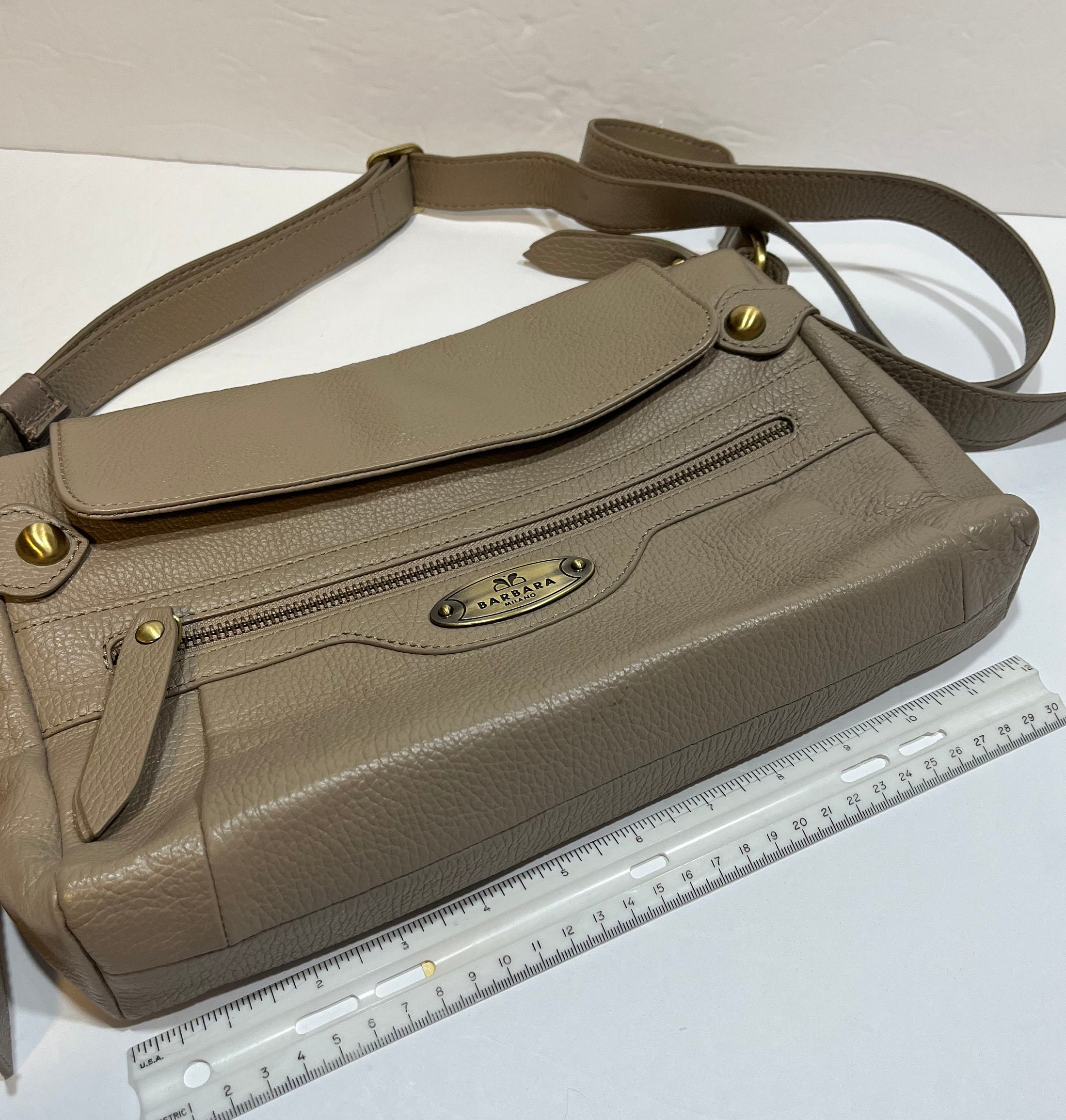 Vintage 'barbara Milano' Handbag: Italy 1990's Era, Beige Taupe Fine ...