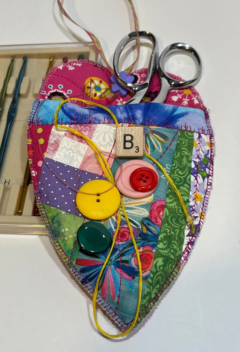 Sewing Pocket: Scissor Supply Storage, Scrappy Crazy Quilt Pouch ...