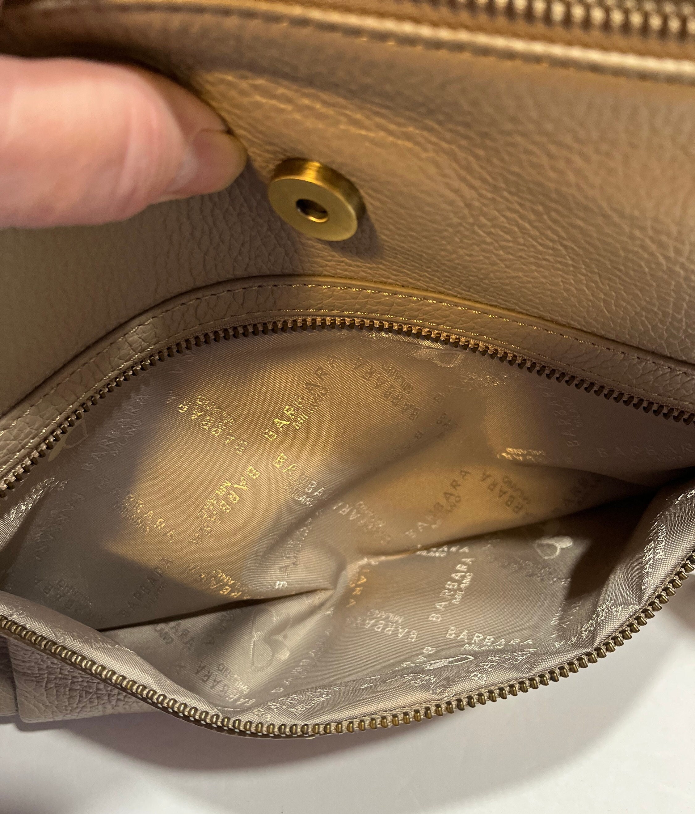 Vintage 'barbara Milano' Handbag: Italy 1990's Era, Beige Taupe Fine ...