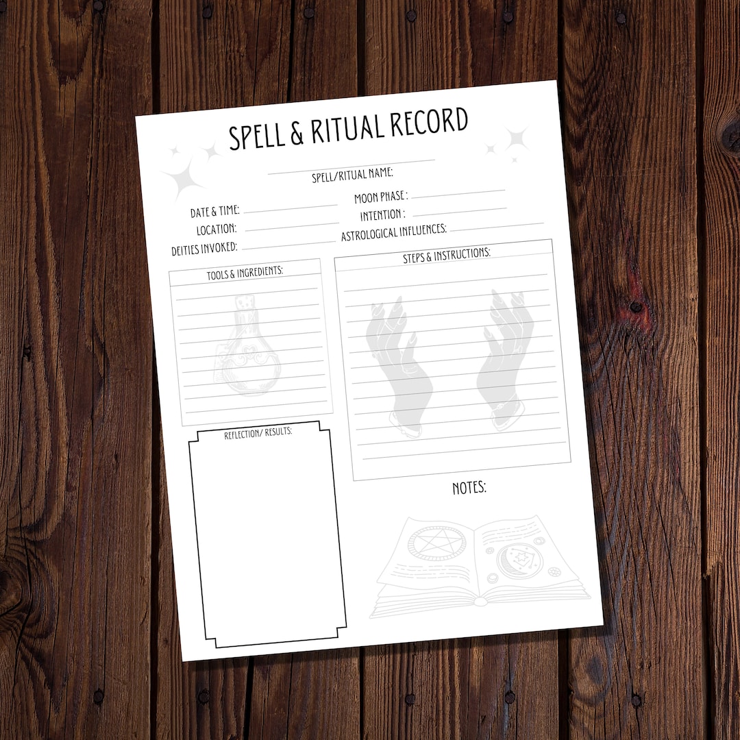 Spell & Ritual Grimoire Template-book of Shadows Page-record Keeping ...