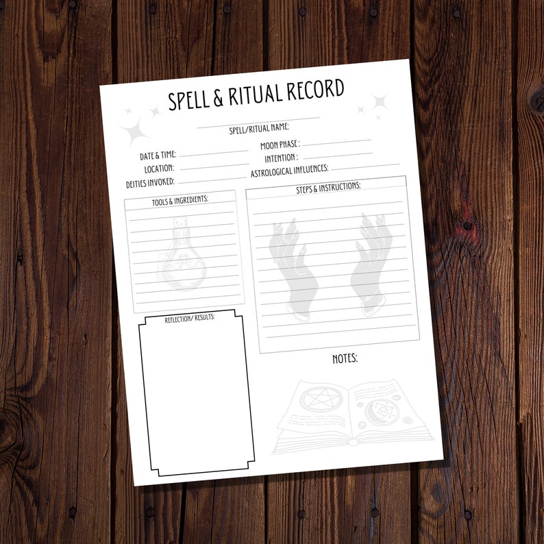 Spell & Ritual Grimoire Template-book of Shadows Page-record - Etsy