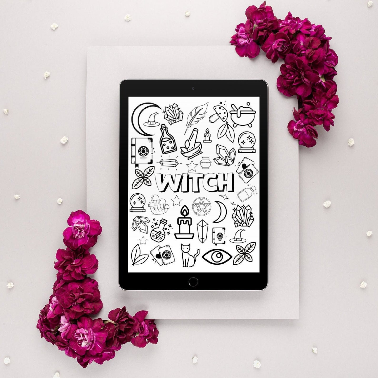 The Word Witch Coloring Page- Spiritual - Digital - All Ages Coloring ...