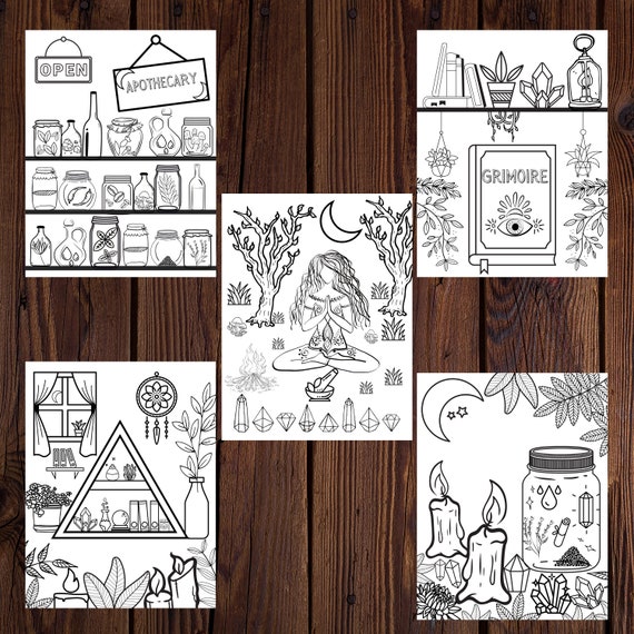 5 Pack of Magical Coloring Pages Spiritual Digital All - Etsy