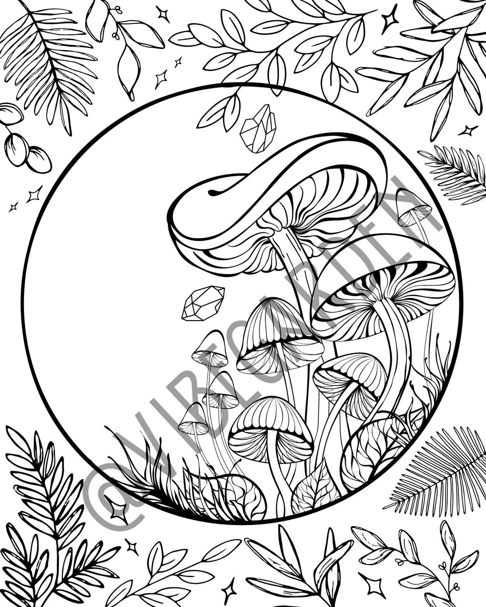 Shrooms-mushroom Coloring Page Magical Coloring Page Witchy - Etsy