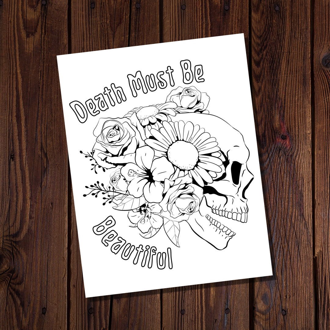 Death Must Be Beautiful Coloring Page-goth Style Coloring Page-witchy ...