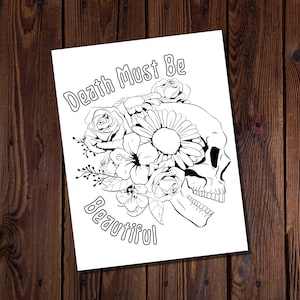 Death Must Be Beautiful Coloring Page-goth Style Coloring Page-witchy ...