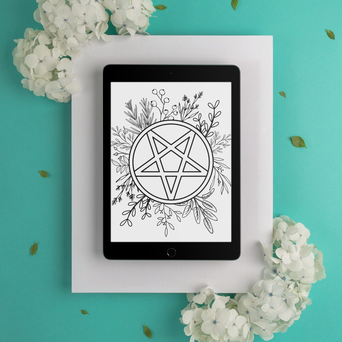 Magic Pentacle Printable Coloring Page-pentacle Coloring-magical ...