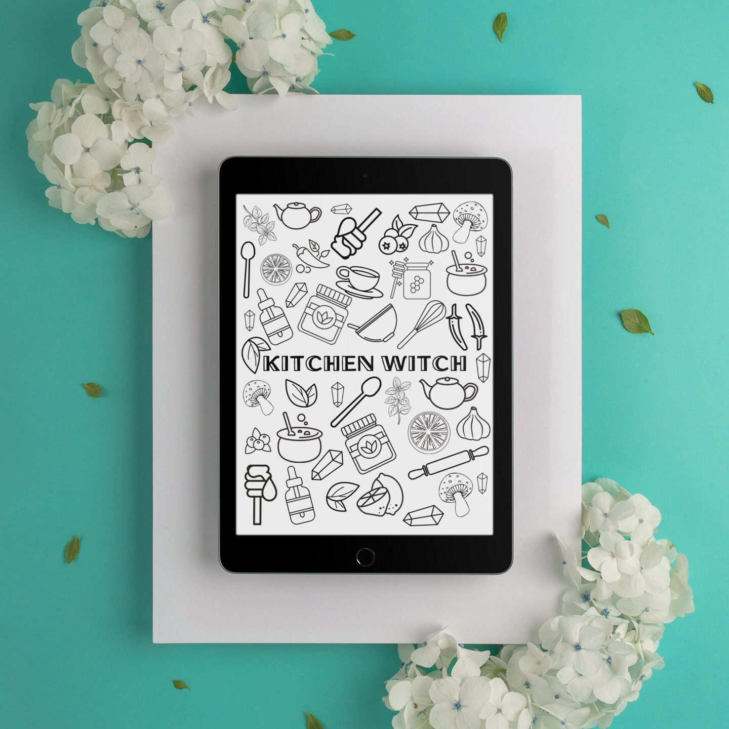 Kitchen Witch Coloring Page Spiritual Digital All Ages | Etsy