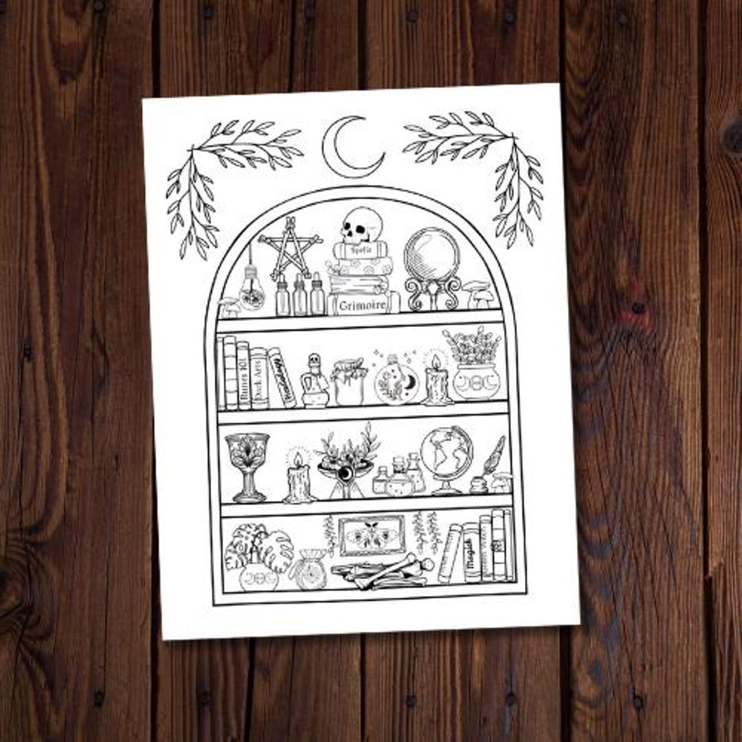 Witches Collection-coloring Page-witchy Coloring Page-spiritual ...