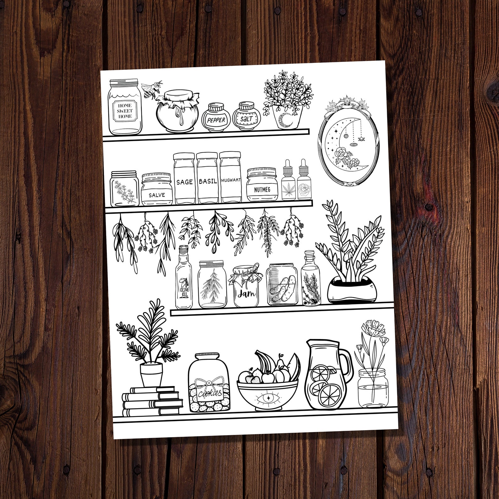 A Very Witchy Kitchen Coloring Page-herbs Coloring-spice - Etsy