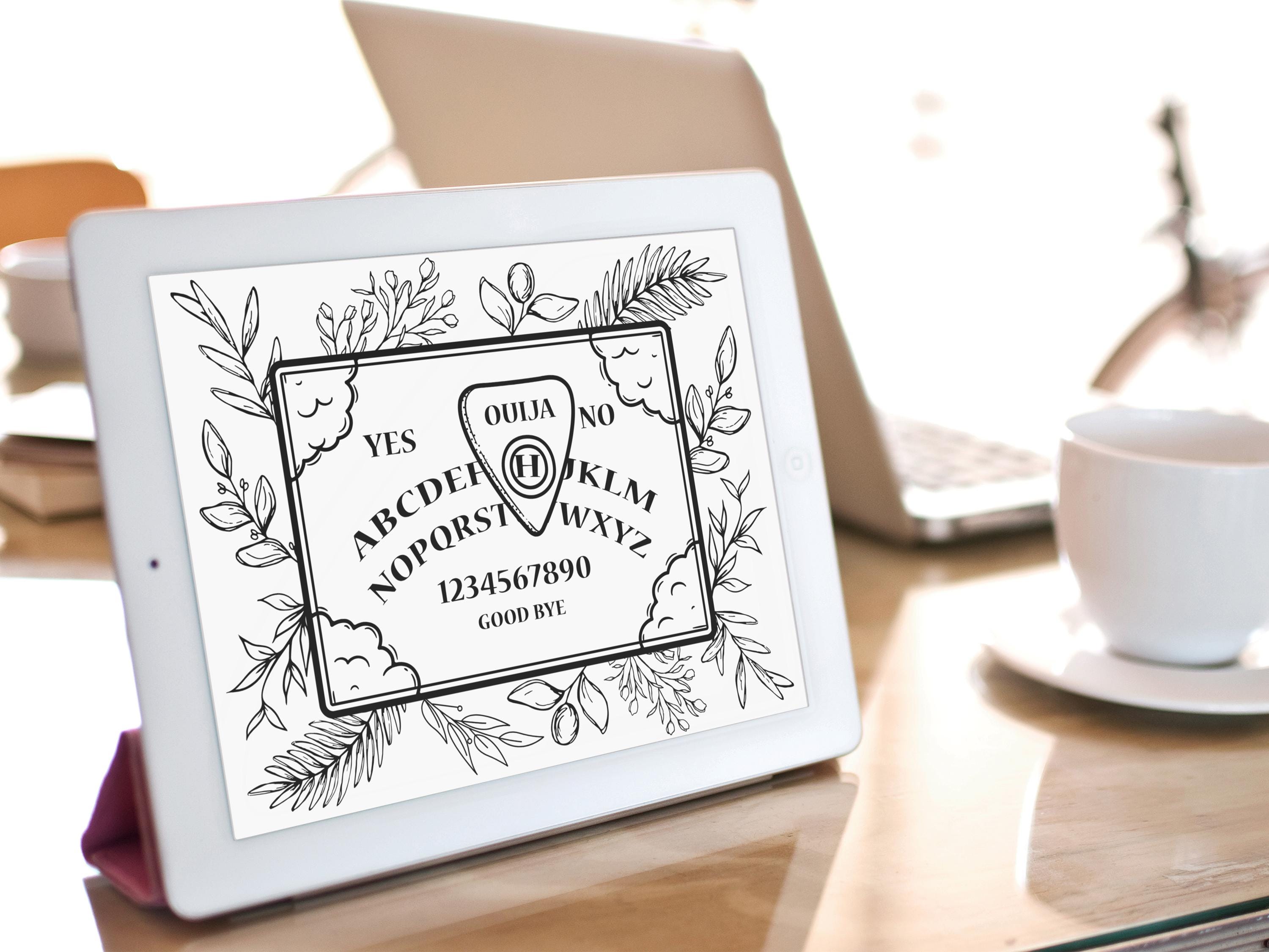 Ouija Coloring Page-witchy Coloring Page-spiritual Coloring-moon ...