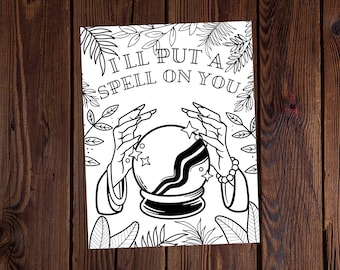 Divination-planchette Coloring Page-witchy Coloring - Etsy