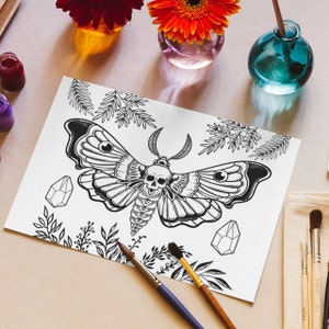 Death Moth Coloring Page-goth Style Coloring Page-witchy Coloring Page ...