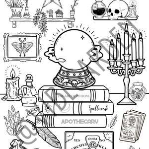 The Art of Potions Coloring Page-crystal Ball-ouija Board Coloring ...