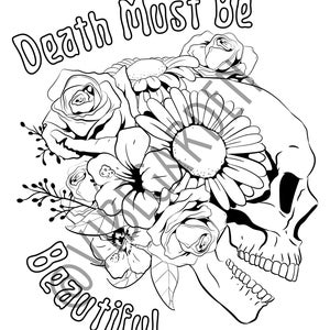 Death Must Be Beautiful Coloring Page-goth Style Coloring Page-witchy ...