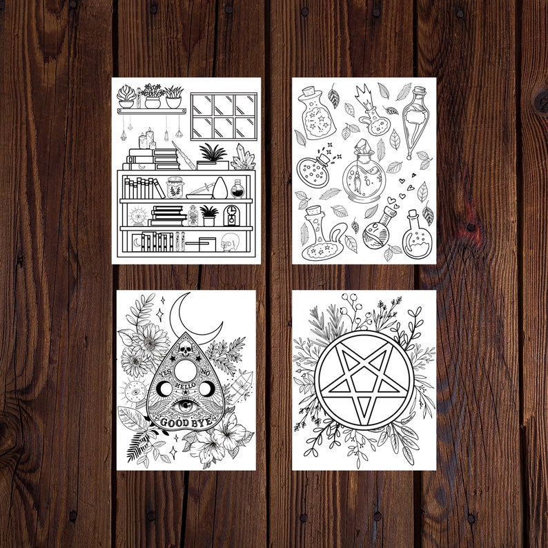 25 Witchy Coloring Pages-magical Coloring-spiritual - Etsy