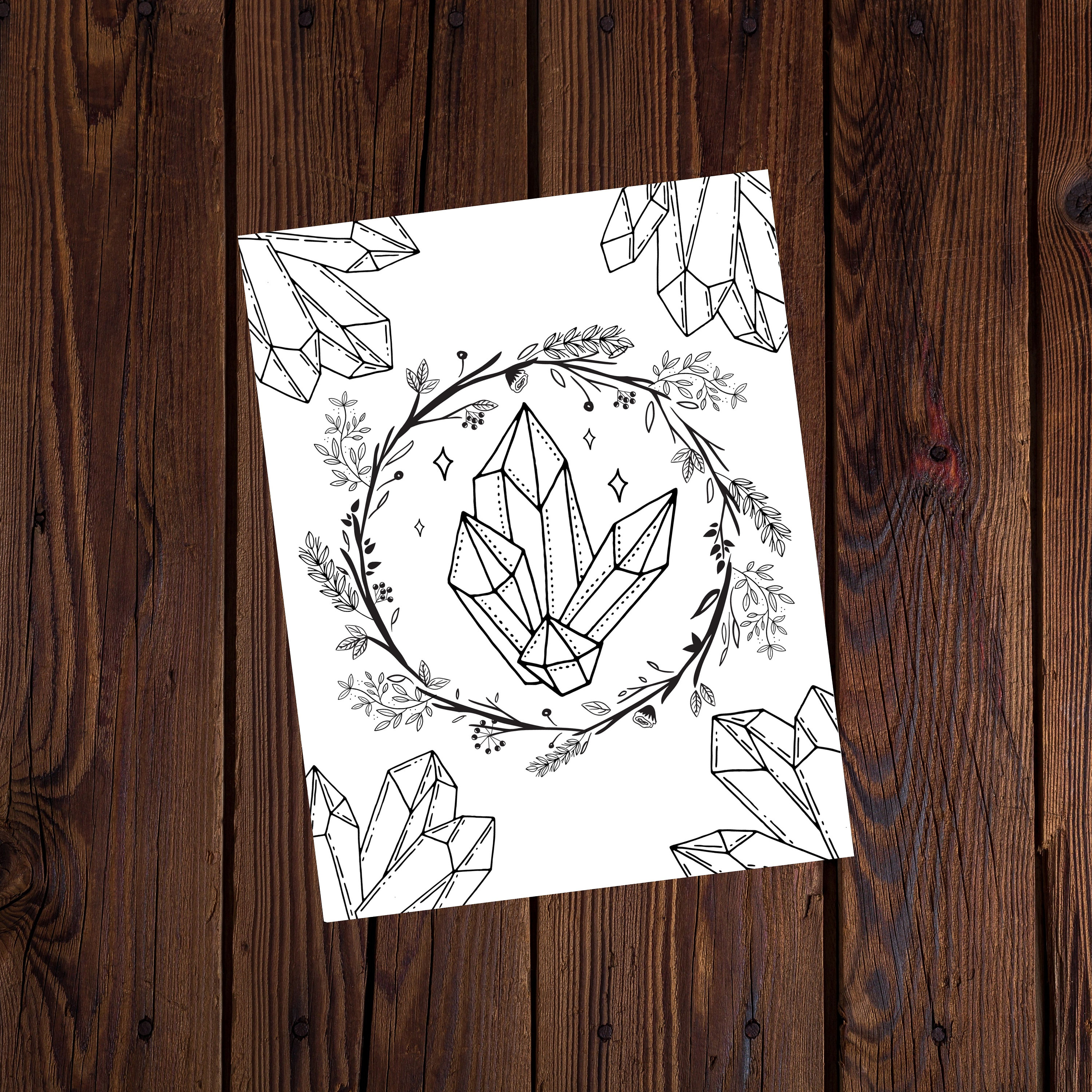 Crystal Magic Printable Coloring Page-magical Coloring Page- Witchy ...