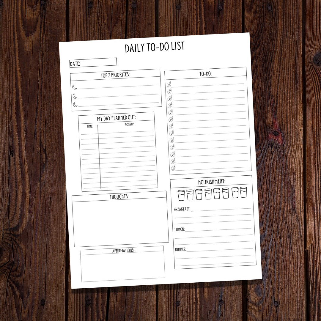 Daily to Do List-daily Tracker-daily Affirmation and Goal Planner ...