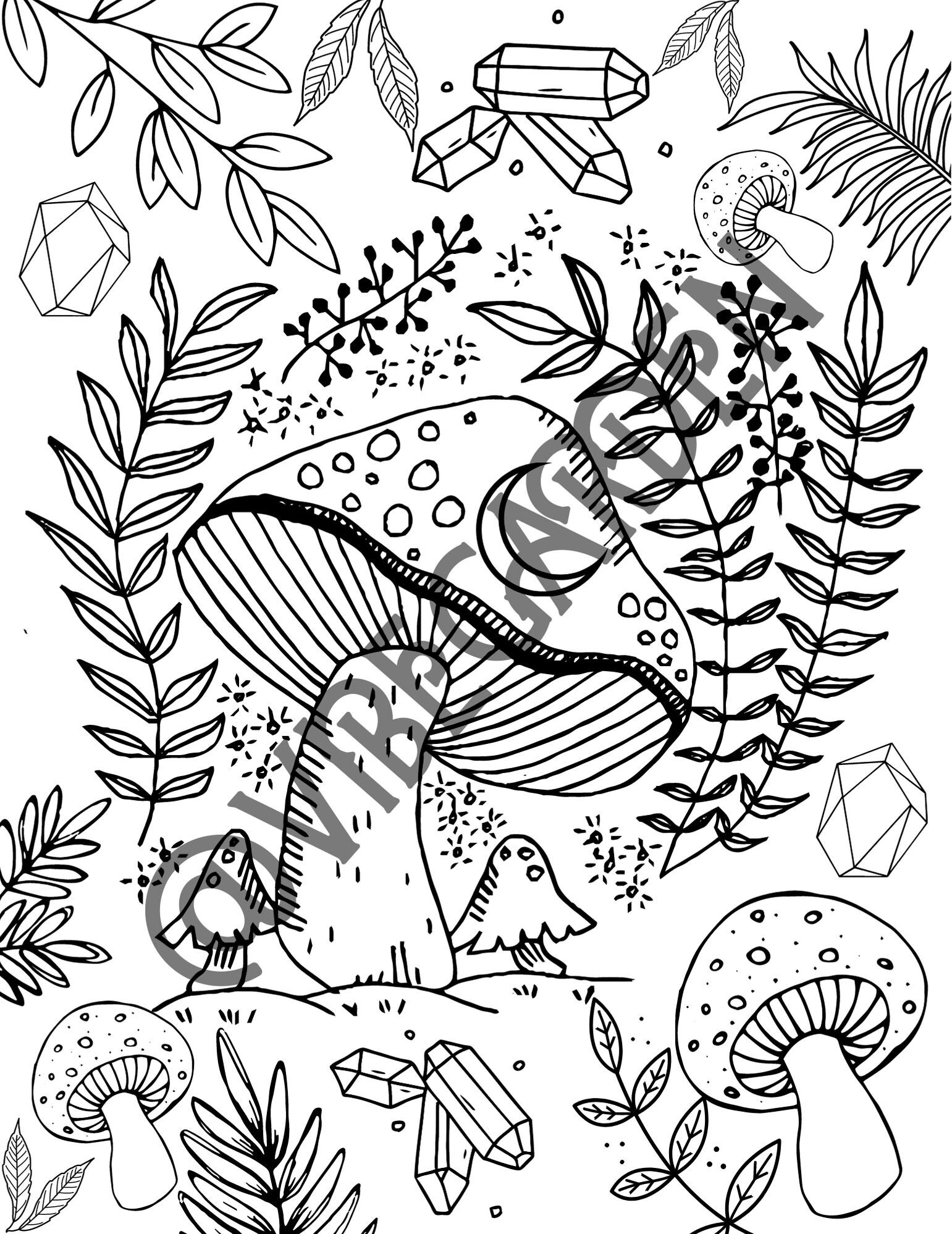 Magic Mushroom Printable Coloring Page Magical Coloring Page | Etsy UK