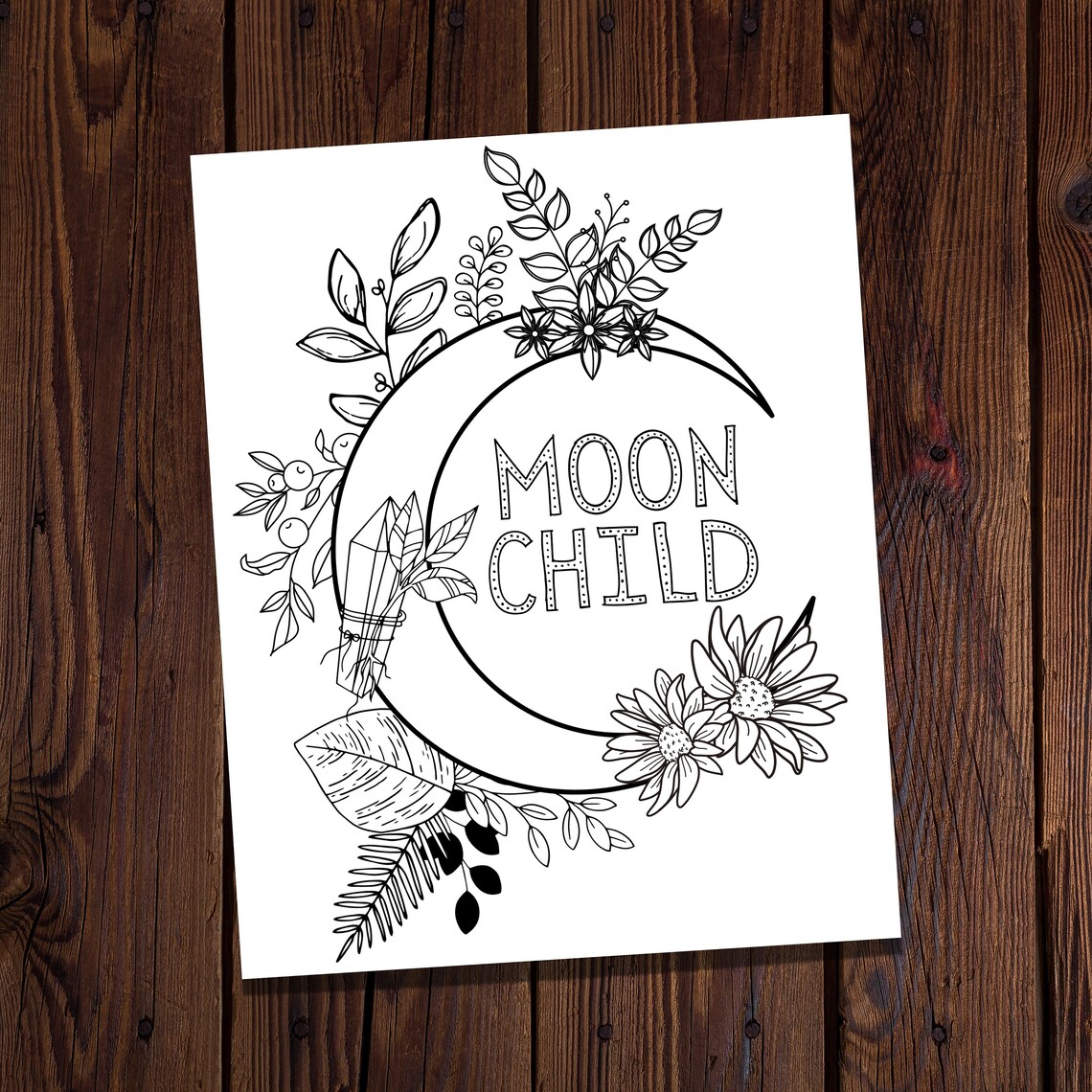 Moon Child Coloring Page Magical Coloring Page Witchy - Etsy