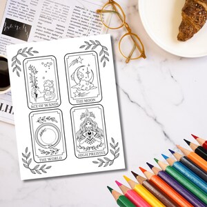 Tarot Coloring Page-witchy Coloring Page-spiritual Coloring-moon ...