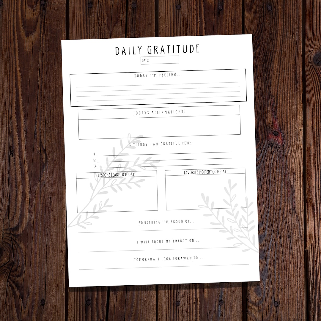 Daily Gratitude Journal Page-daily Reflection Page-gratitude ...