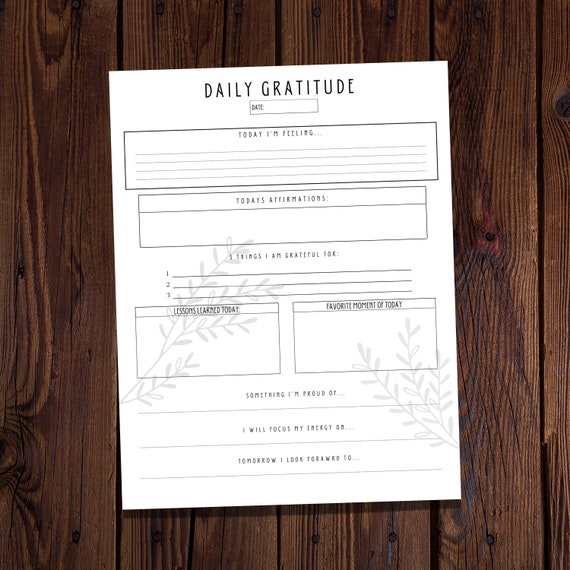 Daily Gratitude Journal Page-daily Reflection - Etsy