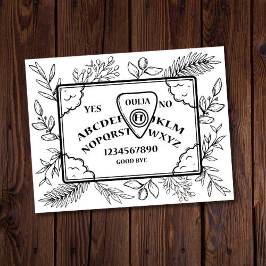 Ouija Coloring Page-witchy Coloring Page-spiritual Coloring-moon ...