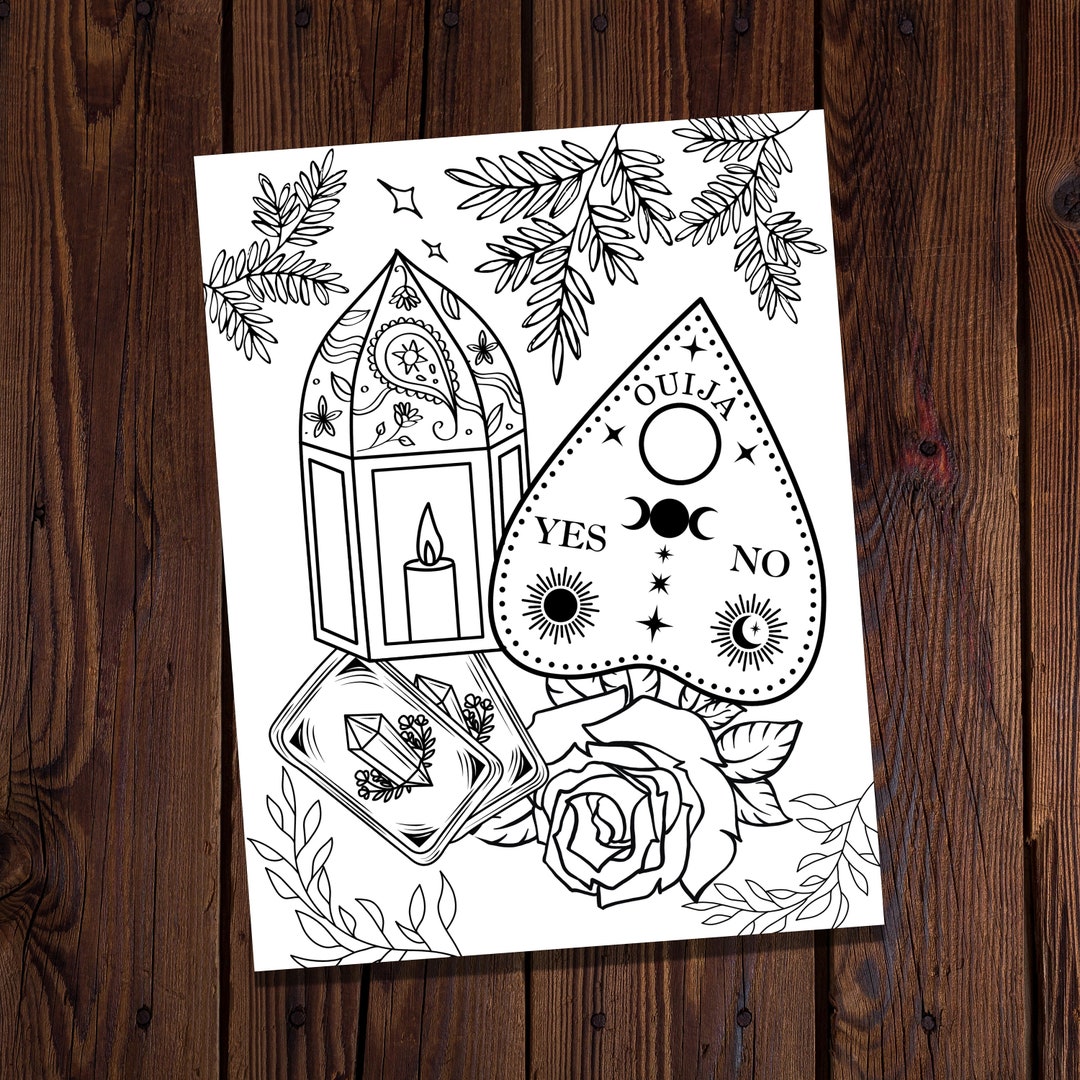 Divination-planchette Coloring Page-witchy Coloring Page-magical ...
