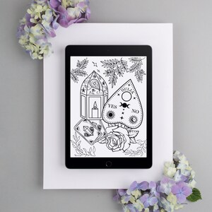 Divination-planchette Coloring Page-witchy Coloring Page-magical ...