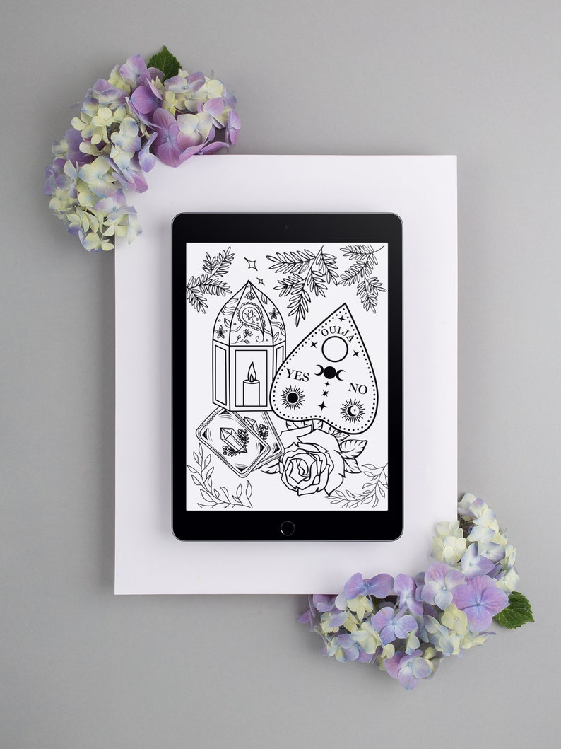 Divination-planchette Coloring Page-witchy Coloring Page-magical ...