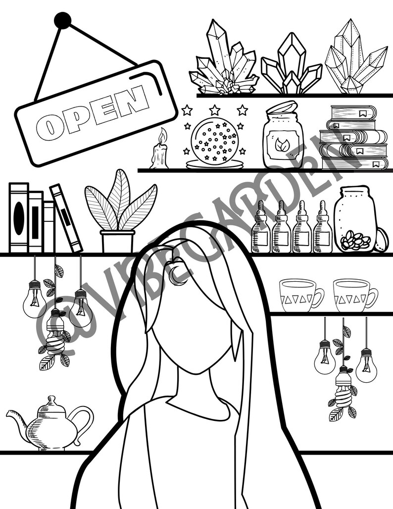 Metaphysical Shop Printable Coloring Page Magical Coloring - Etsy