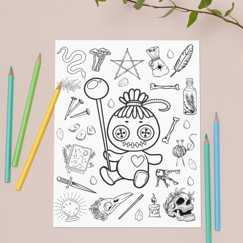 Voodoo Magic Coloring Page-goth Style Coloring Page-witchy Coloring ...