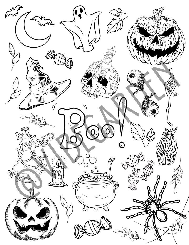 Halloween Coloring Page-boo Coloring Page-jack O Lantern - Etsy