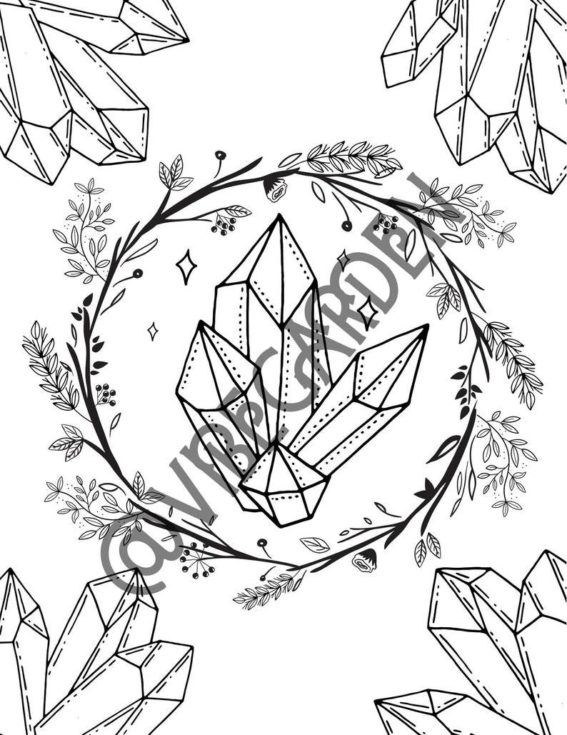 Crystal Magic Printable Coloring Page-magical Coloring Page- Witchy ...