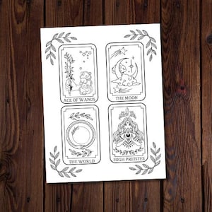 Tarot Coloring Page-witchy Coloring Page-spiritual Coloring-moon ...