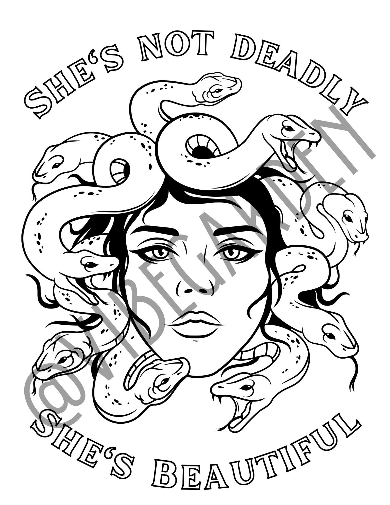 Medusa Coloring Page-greek Mythology Coloring-snakes Coloring - Etsy